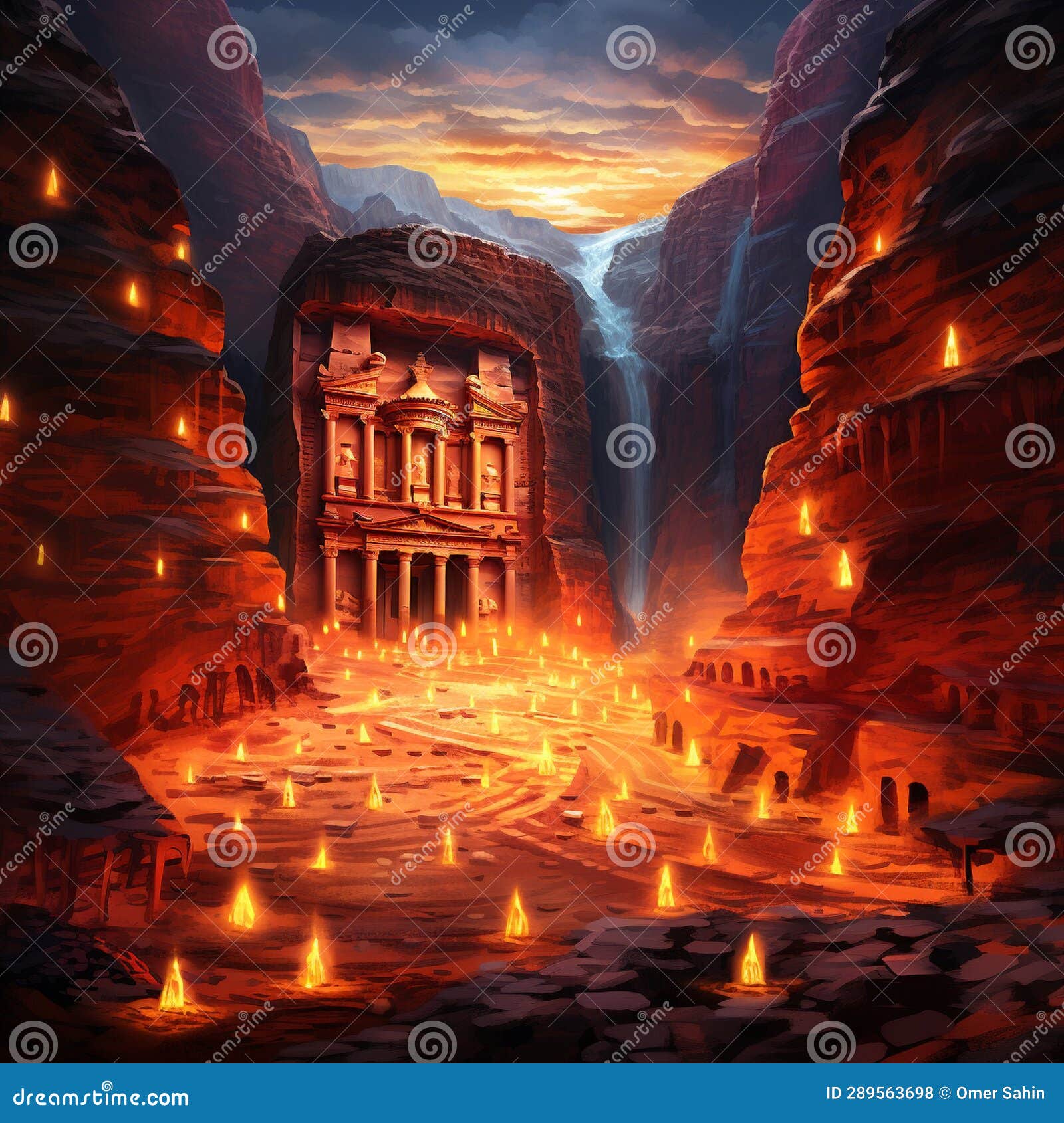 Fantastical Version Of Petra With Shimmering Gold, Ethereal Floating ...