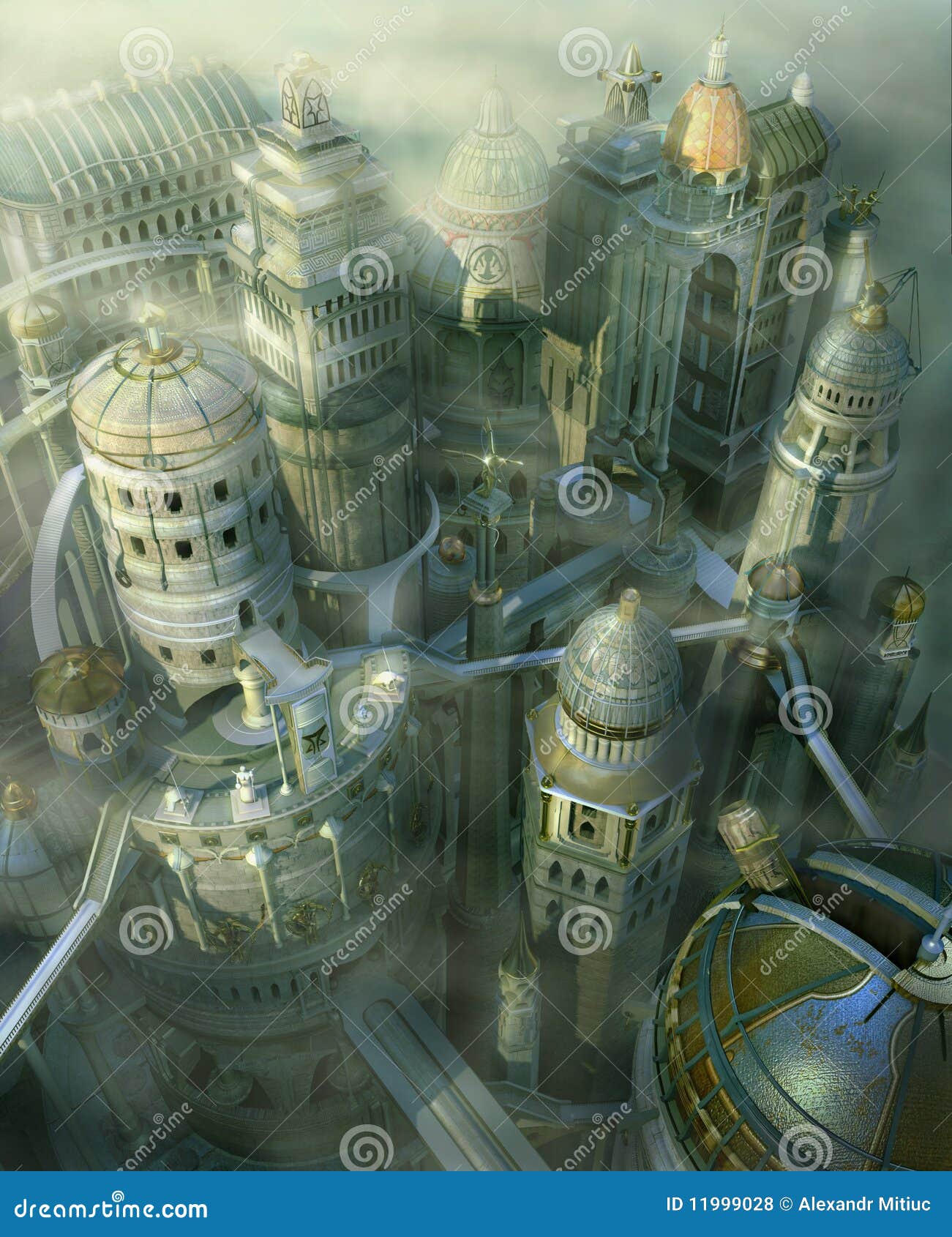 Fantasy 3D City Form Past To Future Royalty-Free Stock Photo ...