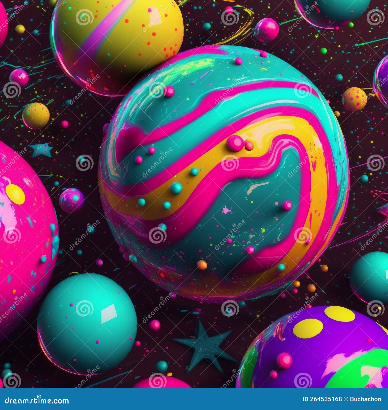 Fantasy Abstract Bubble Stars Vivid Colors Background Stock ...