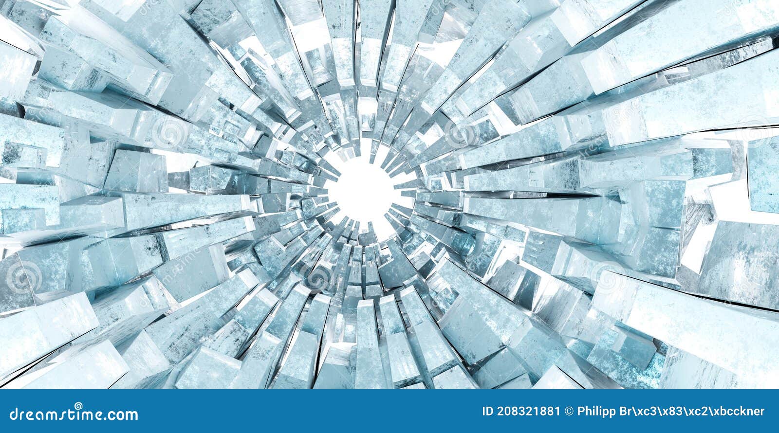 Fantasy Abstract Cubic Polygon Architecture in Cold Ice Colour 3d ...