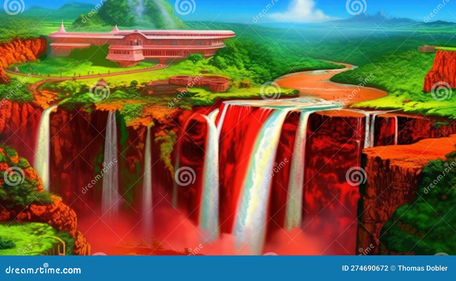 Fantasy Airbrush Landscape Art Stock Illustration - Illustration of ...