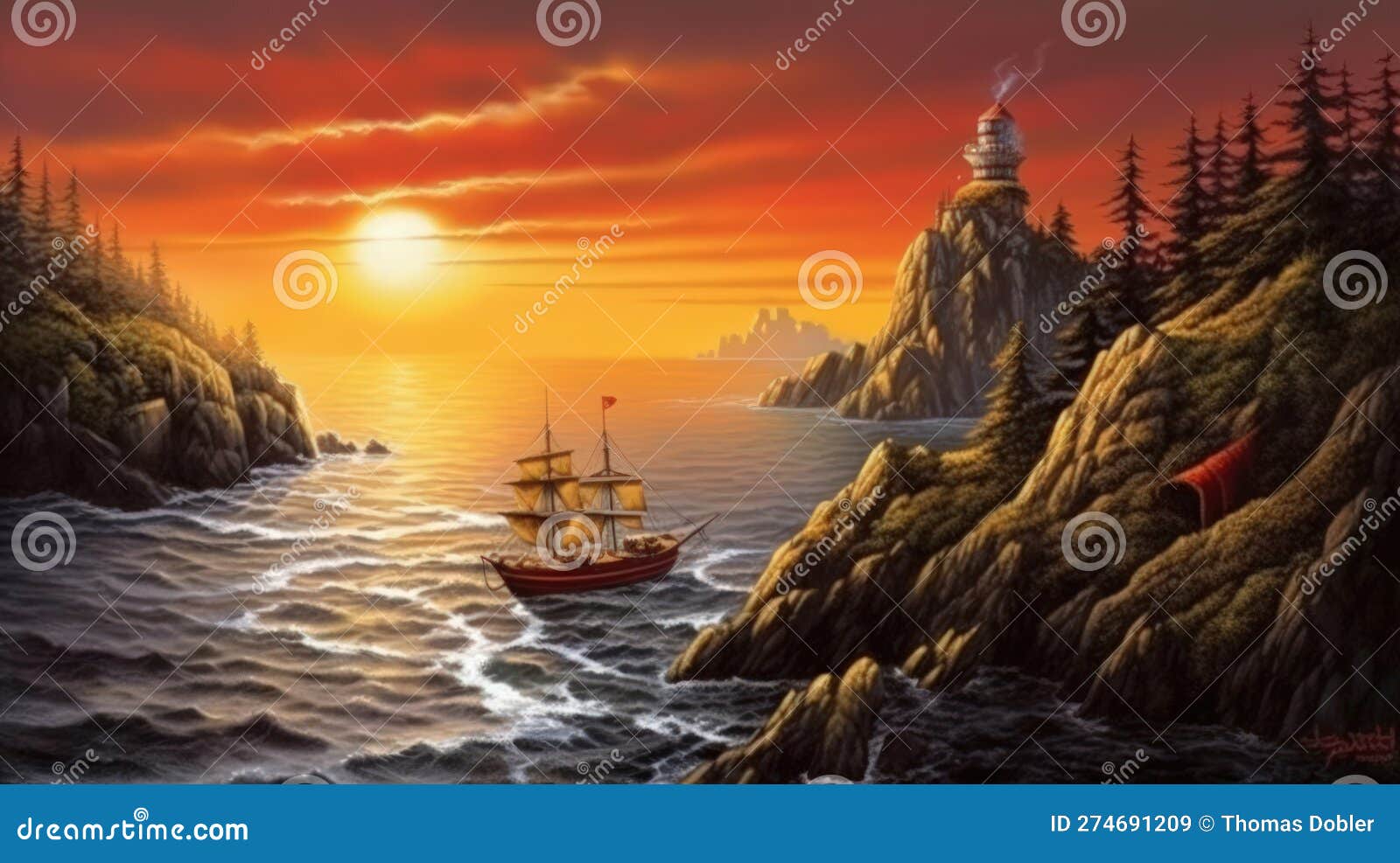 Fantasy Airbrush Landscape Art Stock Illustration - Illustration of ...