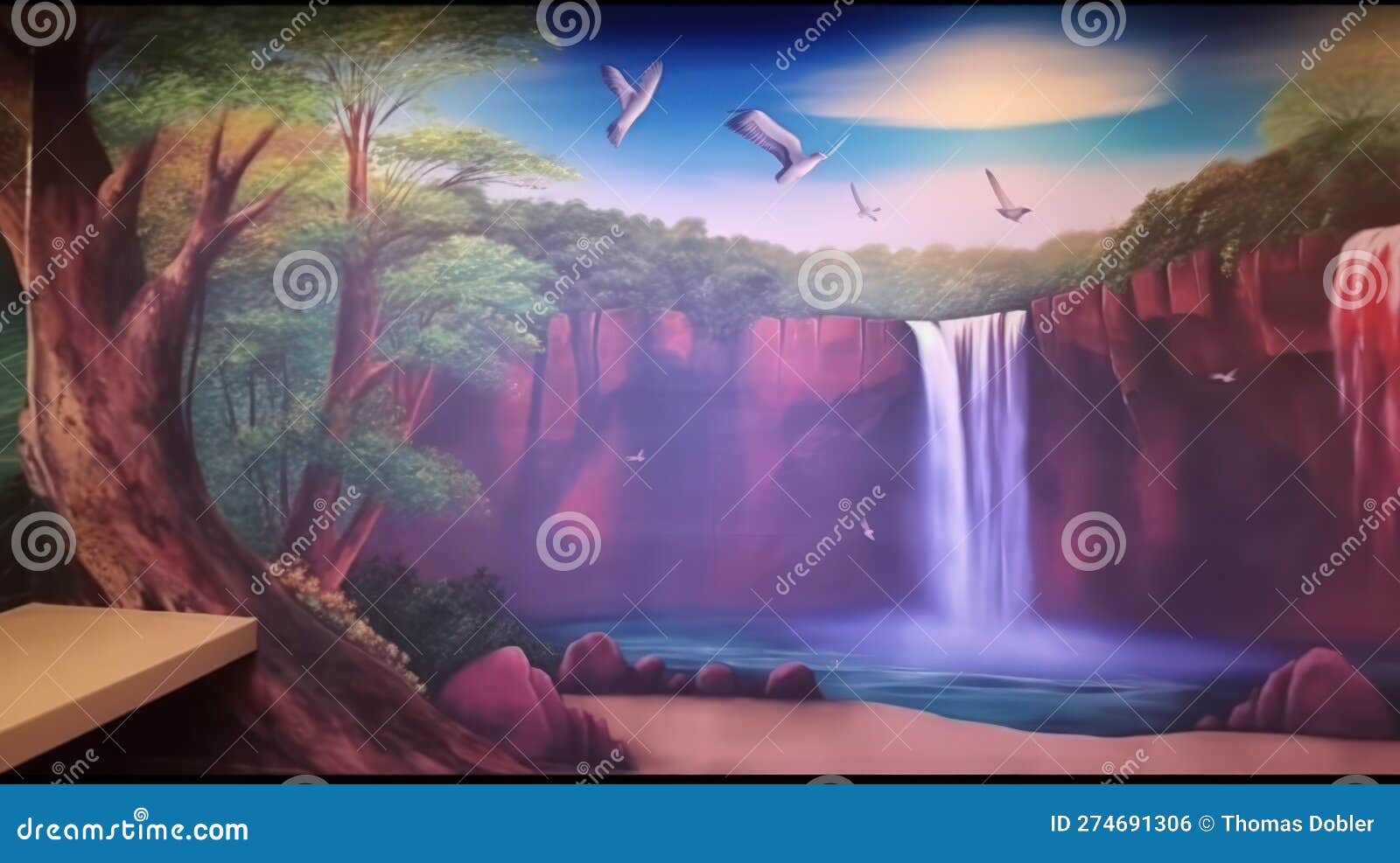 Fantasy Airbrush Landscape Art Stock Illustration - Illustration of ...