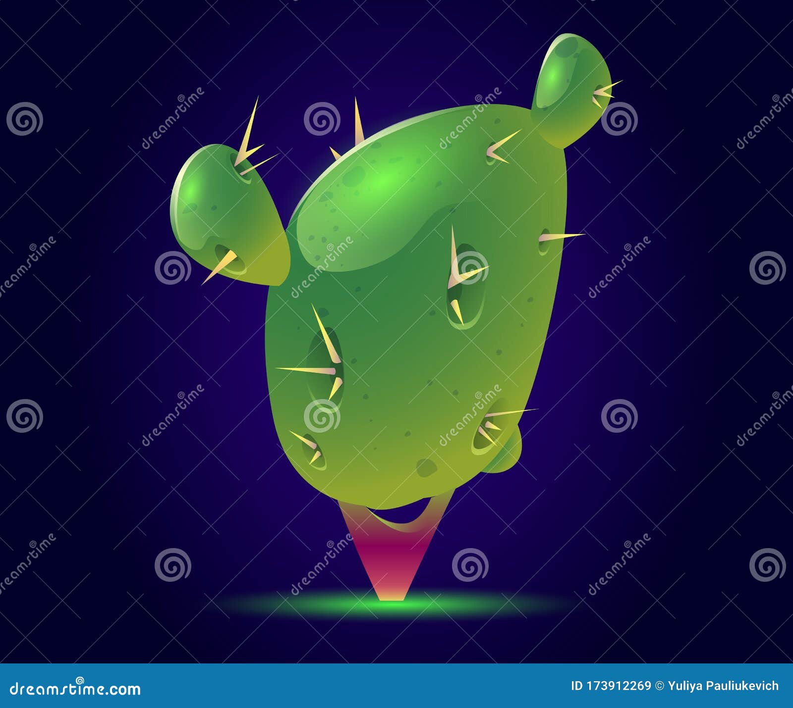 Fantasy or Alien Cactus Tree. Magic Nature Element Stock Vector ...