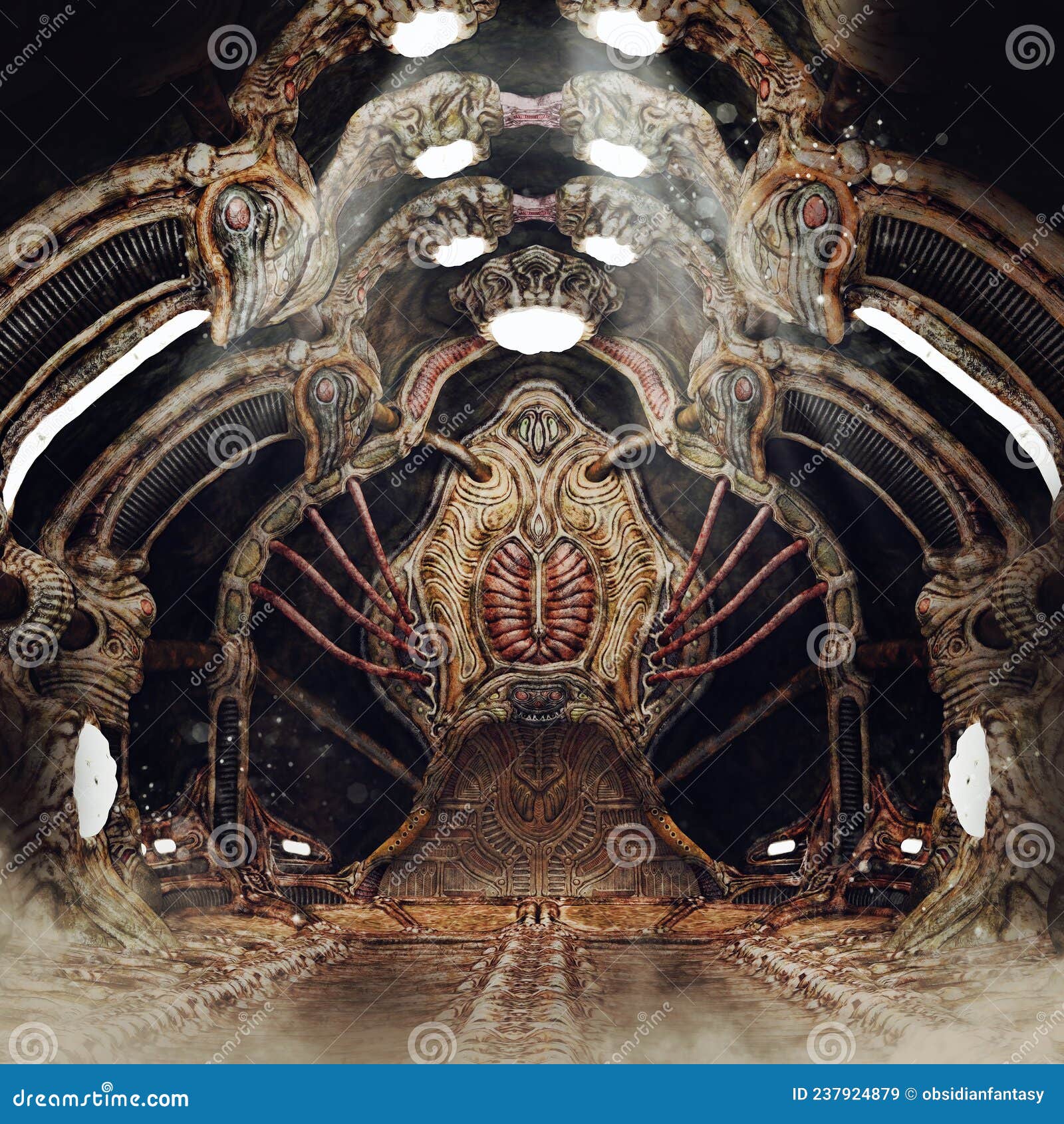 Fantasy Alien Chamber with Windows Stock Illustration - Illustration of ...