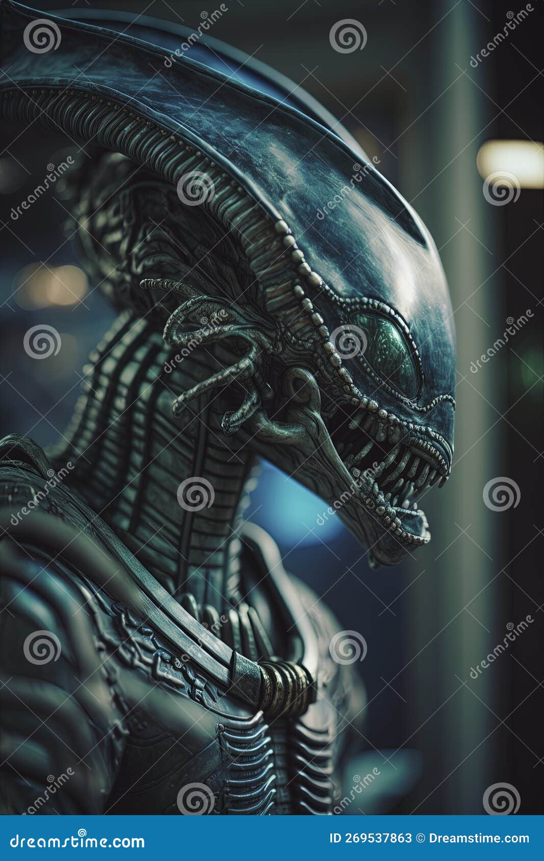 Fantasy Alien on Dark Background Stock Illustration - Illustration of ...