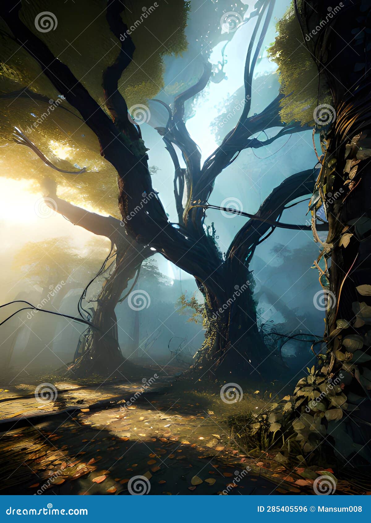 Fantasy Alien Forest. 3d Illustration, Ai Generated Stock Illustration ...