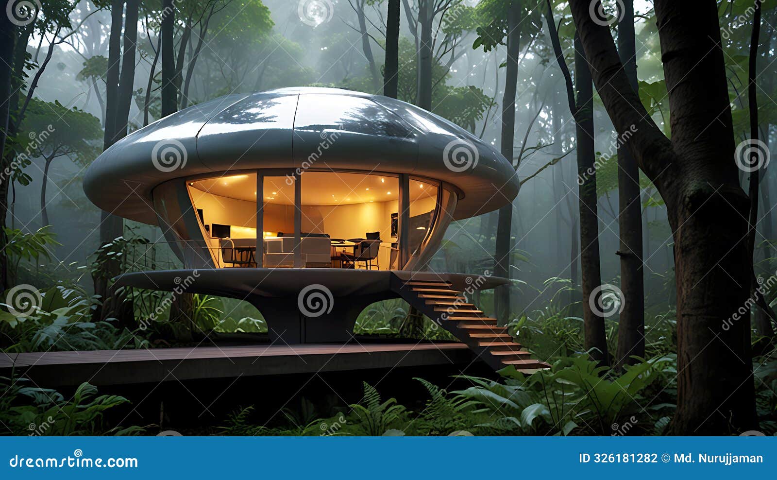 A Fantasy Alien House in the Jungle Stock Illustration - Illustration ...