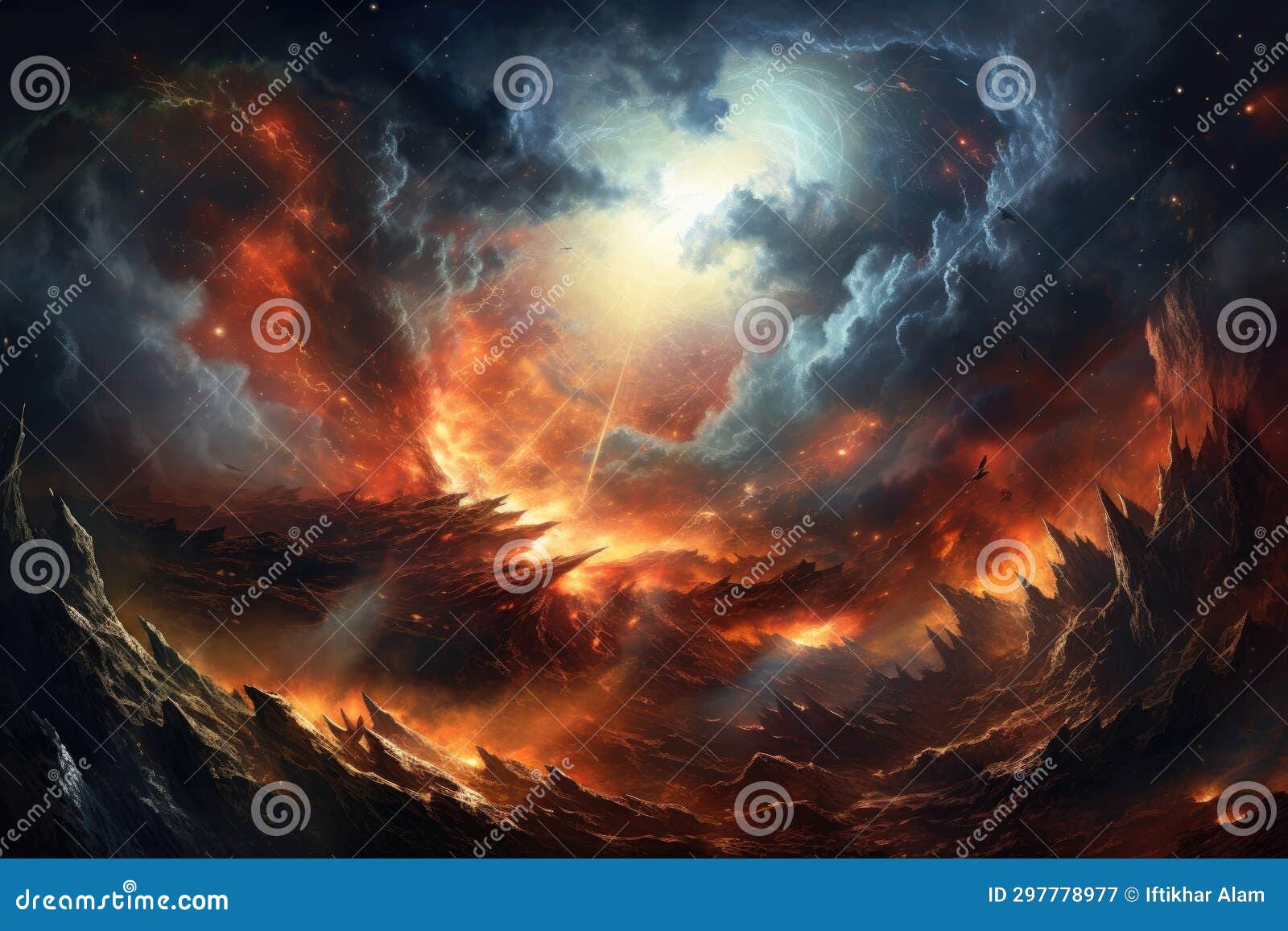 Fantasy Alien Planet. Colorful Nebula Stock Illustration - Illustration ...
