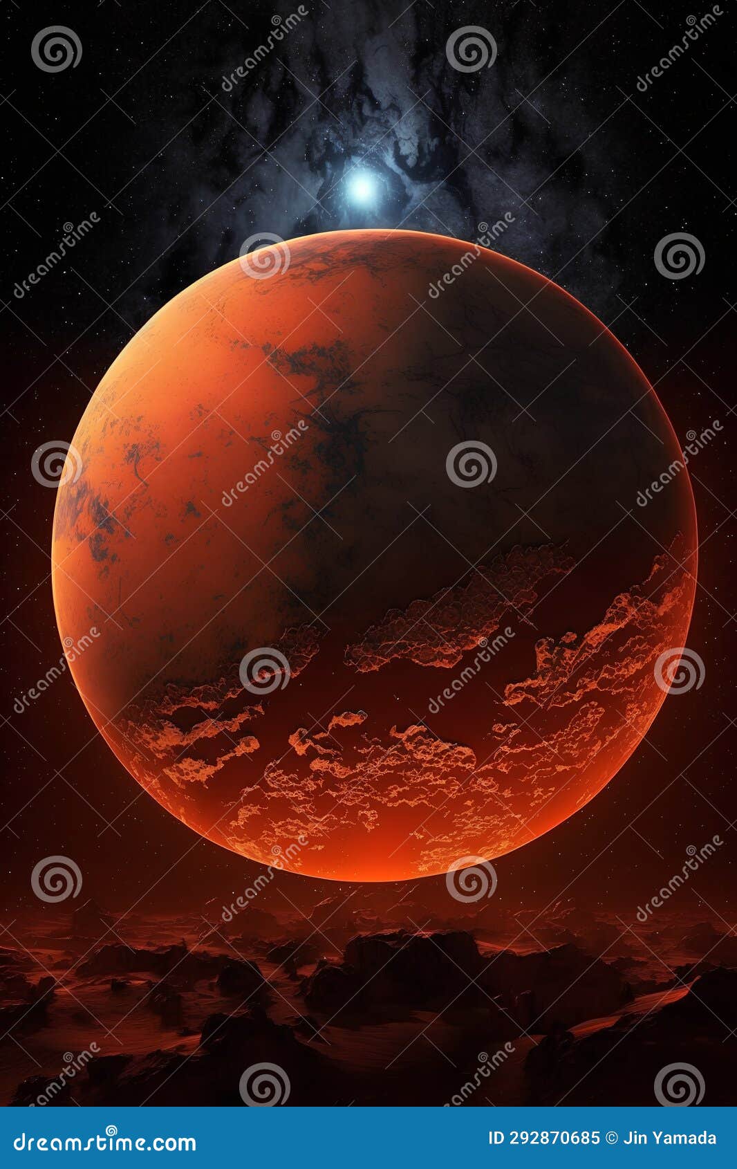 Fantasy Alien Planet in Deep Space. 3D Render of Planet Stock ...