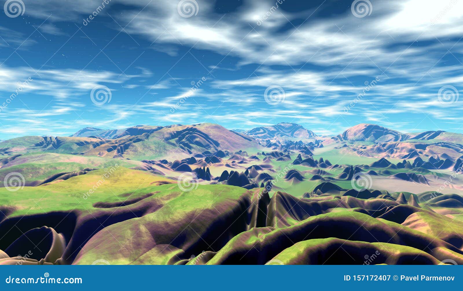 Alien Planet. Desert. 3D Rendering Stock Illustration - Illustration of ...