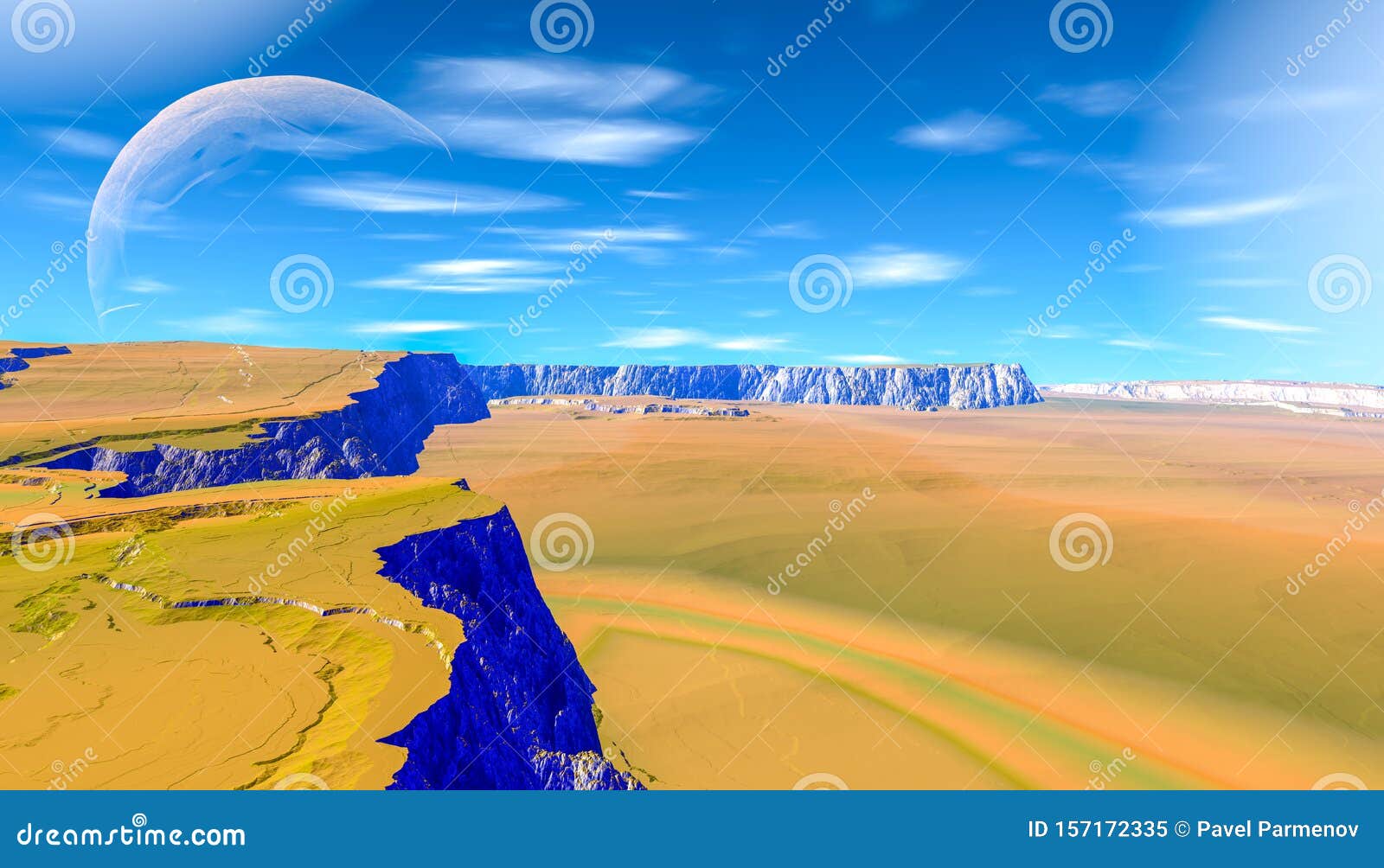 Alien Planet. Desert. 3D Rendering Stock Illustration - Illustration of ...