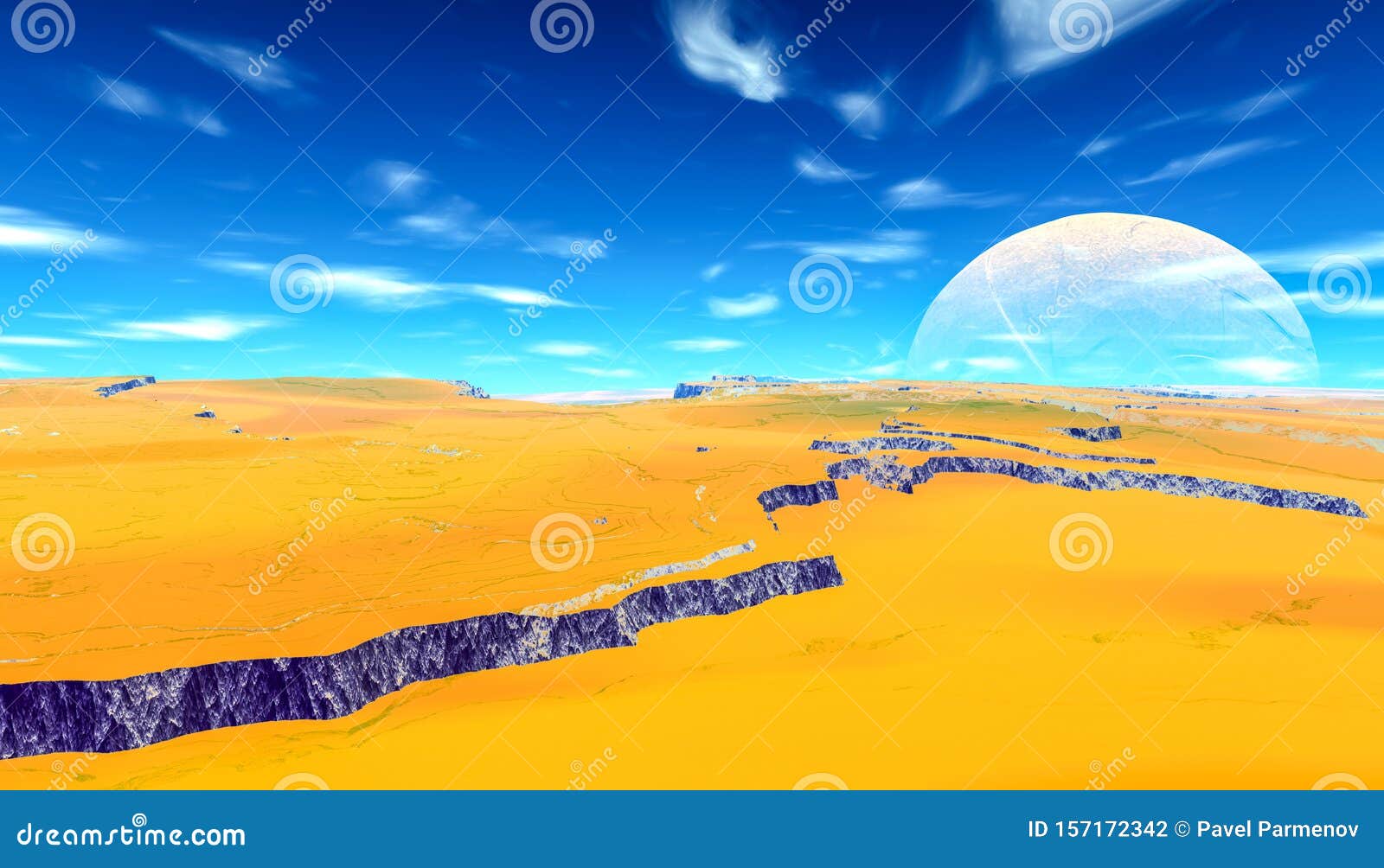 Alien Planet. Desert. 3D Rendering Stock Illustration - Illustration of ...