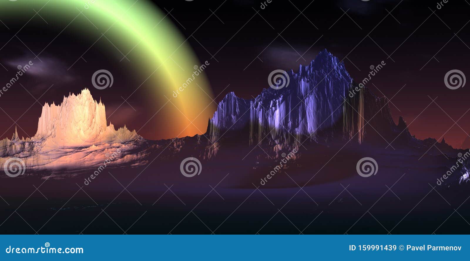 Alien Planet. Desert. 3D Rendering Stock Illustration - Illustration of ...