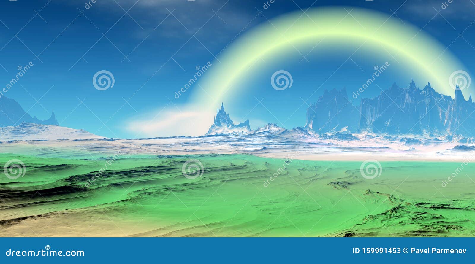 Alien Planet. Desert. 3D Rendering Stock Illustration - Illustration of ...