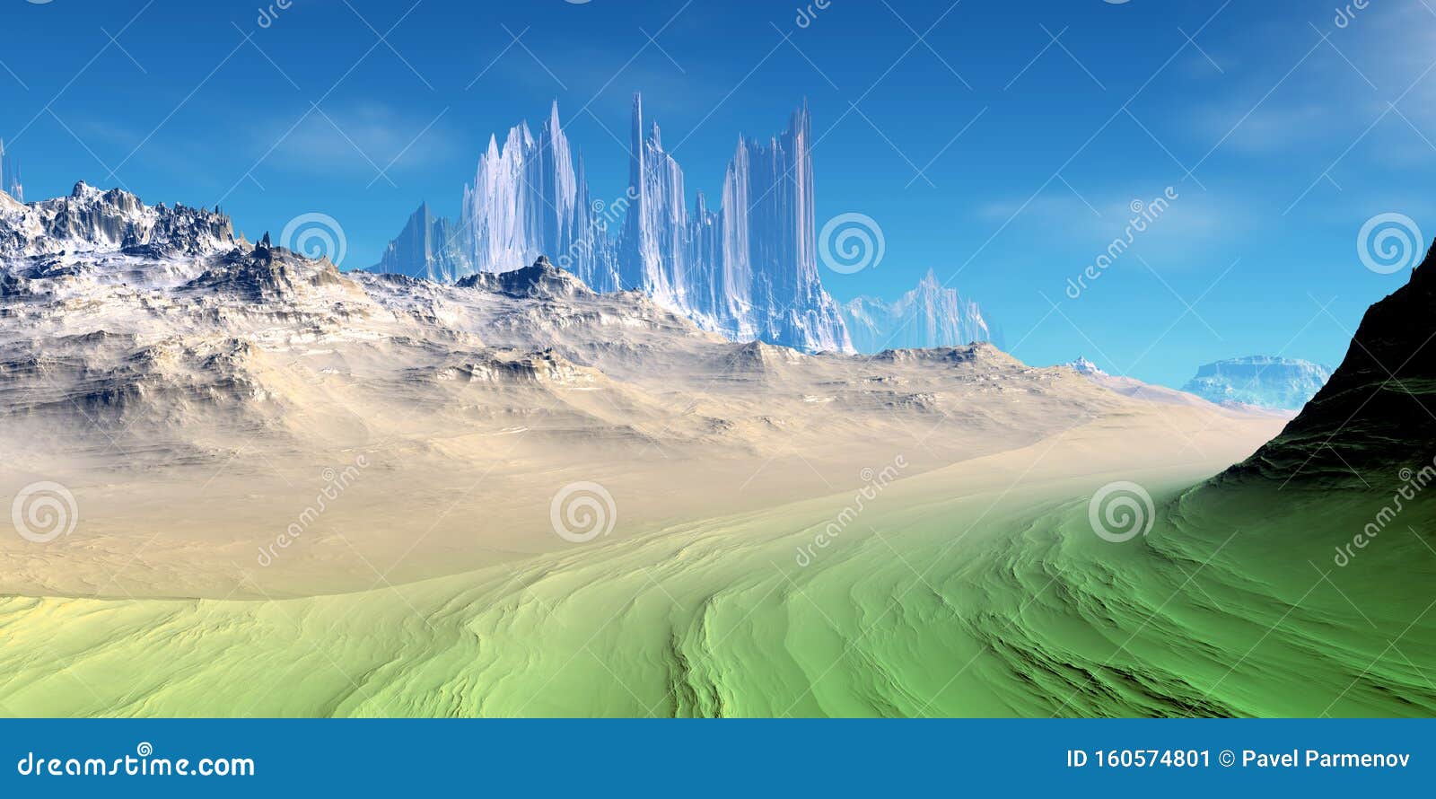 Alien Planet. Desert. 3D Rendering Stock Illustration - Illustration of ...