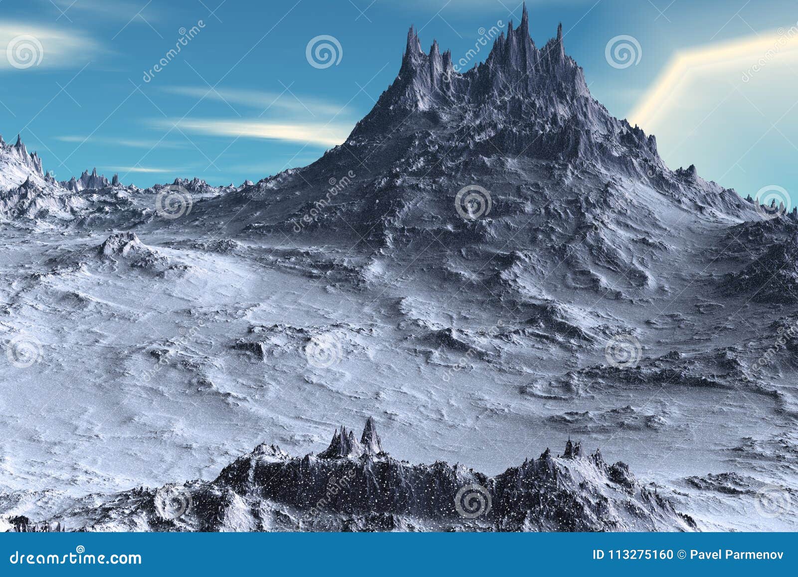 Alien Planet. Mountain. 3D Rendering Stock Illustration - Illustration ...