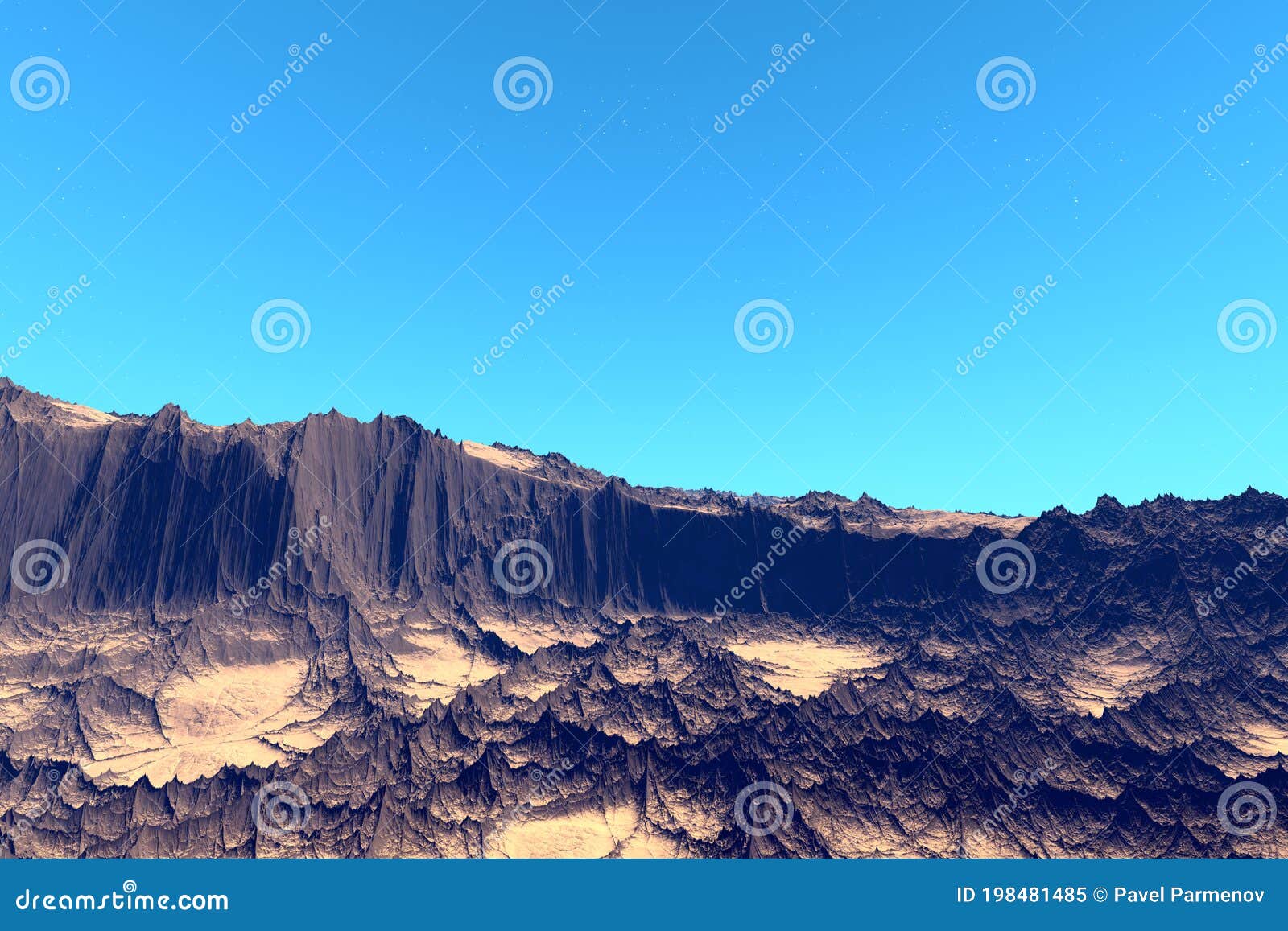 Alien Planet. Mountain. 3D Rendering Stock Illustration - Illustration ...