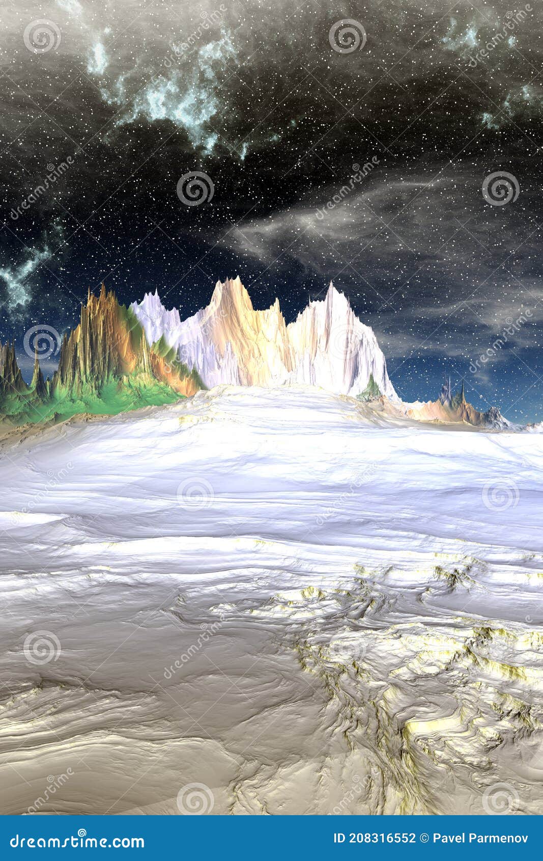 Alien Planet. Mountain. 3D Rendering Stock Illustration - Illustration ...