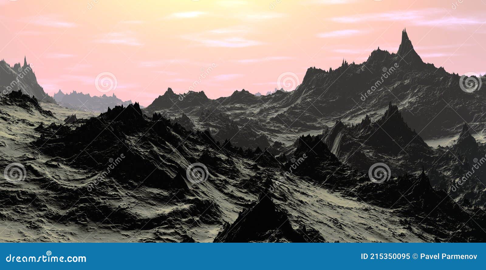 Alien Planet. Mountain. 3D Rendering Stock Illustration - Illustration ...