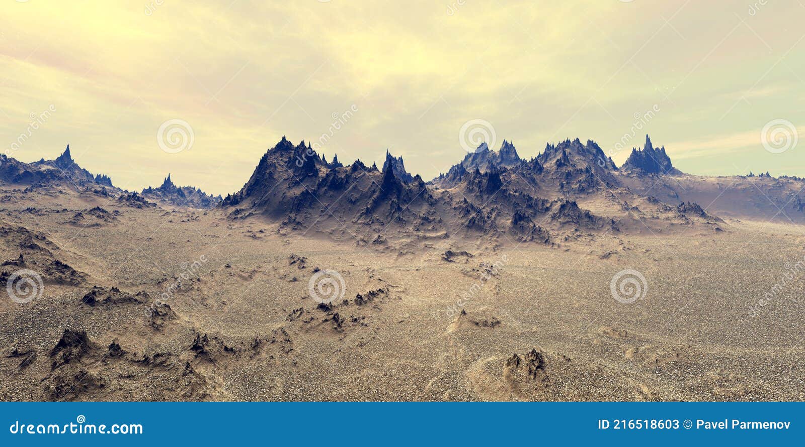 Alien Planet. Mountain. 3D Rendering Stock Illustration - Illustration ...