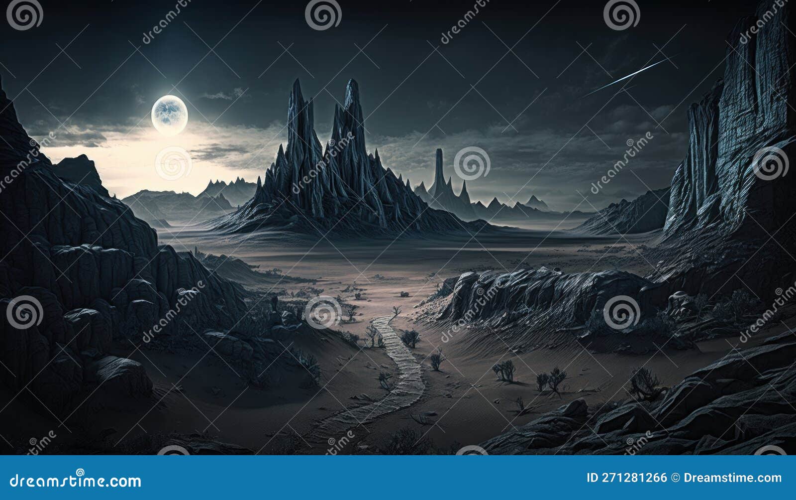 Fantasy Alien Planet. Mountain and Lake Stock Illustration ...