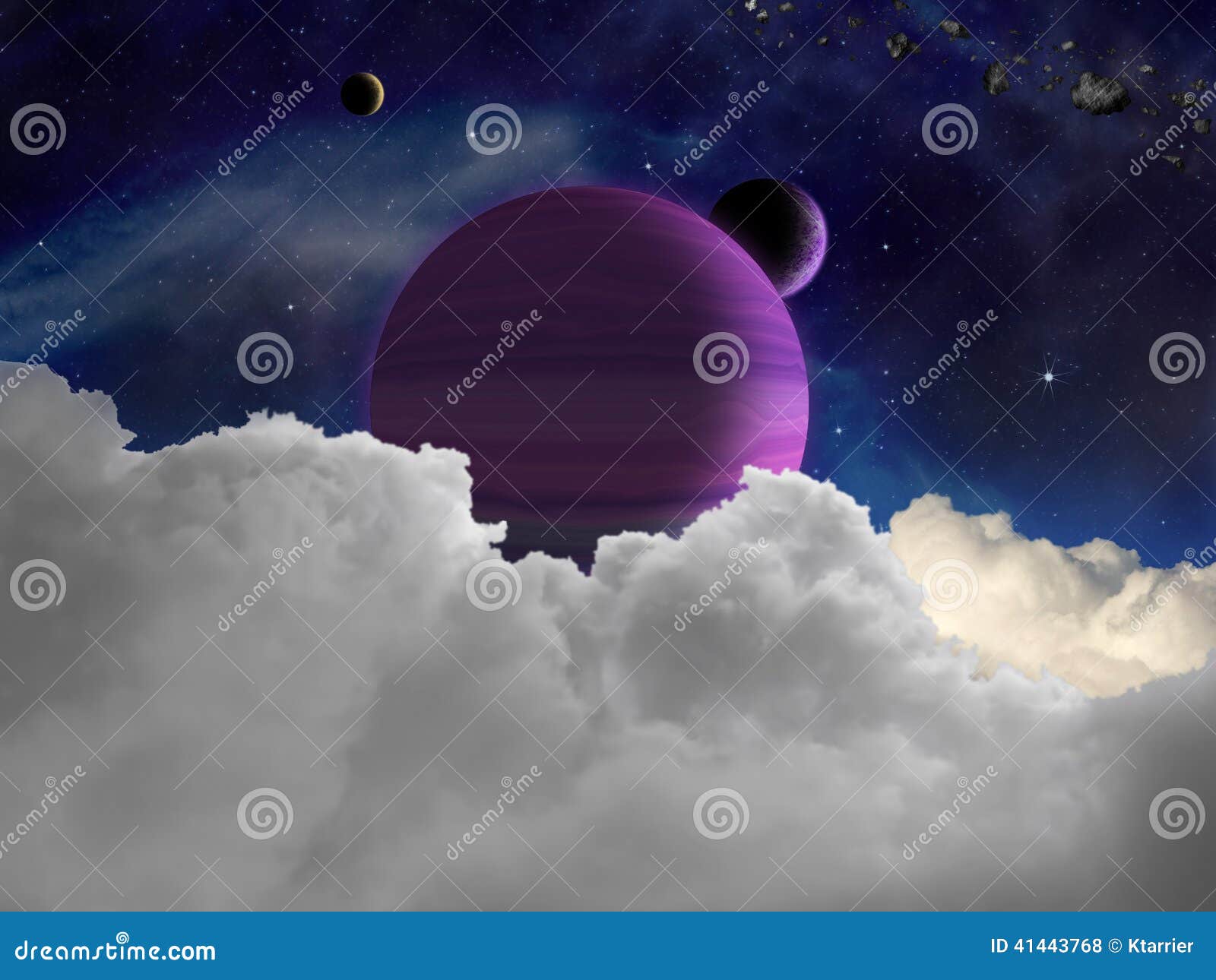 Fantasy Alien Space Scene with Alien Planets Stock Illustration ...