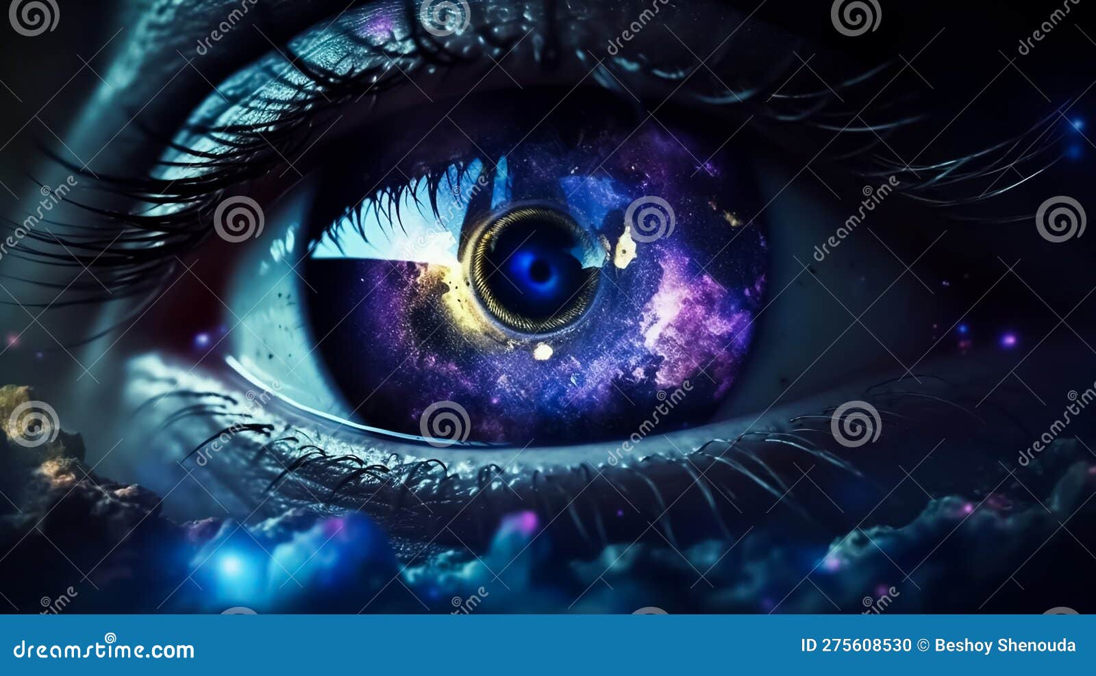Fantasy All Seeing Eye Galaxy in the Middle Background Stock ...