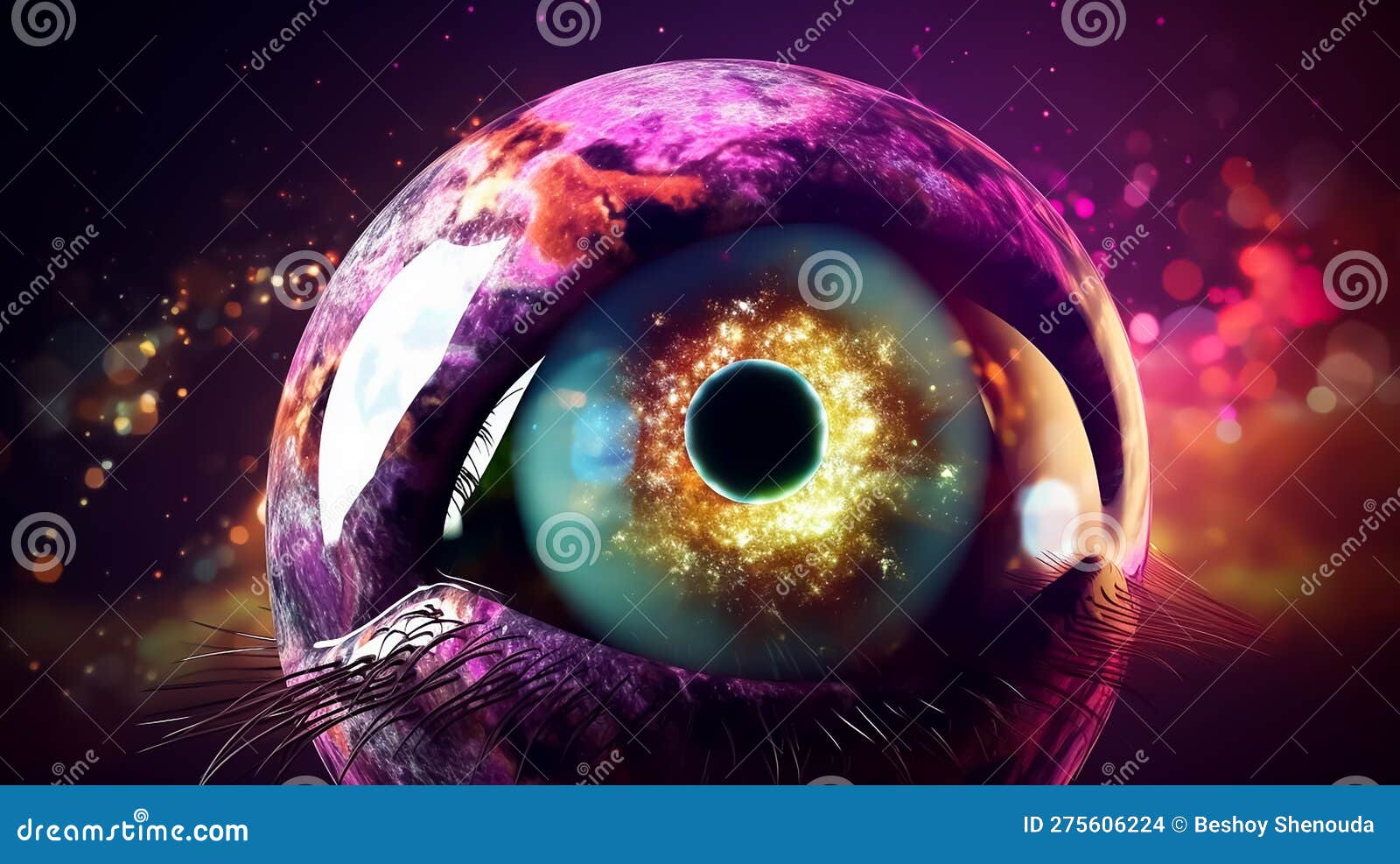 Fantasy All Seeing Eye Galaxy in the Middle Background Stock ...