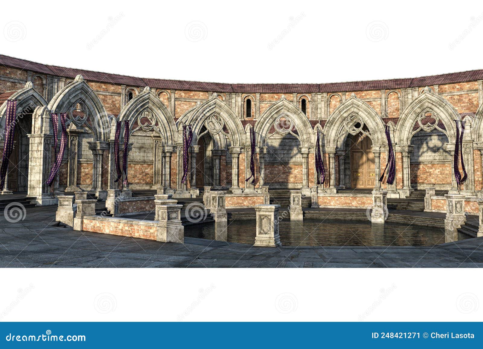 Fantasy Ancient Romanesque Architecture, 3D Illustration, 3D Rendering ...