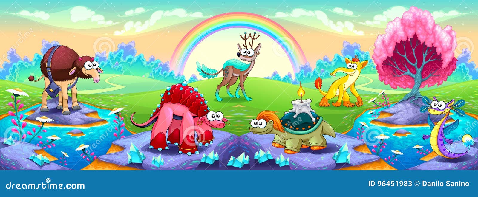 Set Fantasy Animals With Ears And Fins Isolated On White Background ...