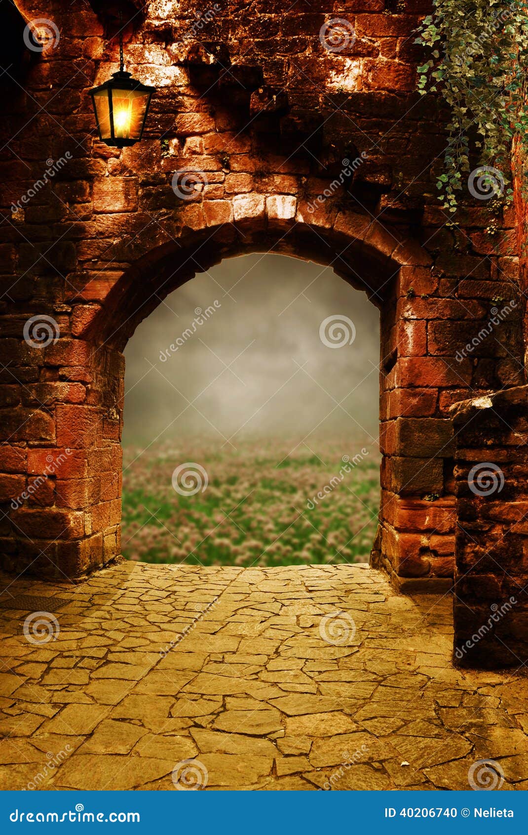 Fantasy arch stock illustration. Illustration of bricks - 40206740