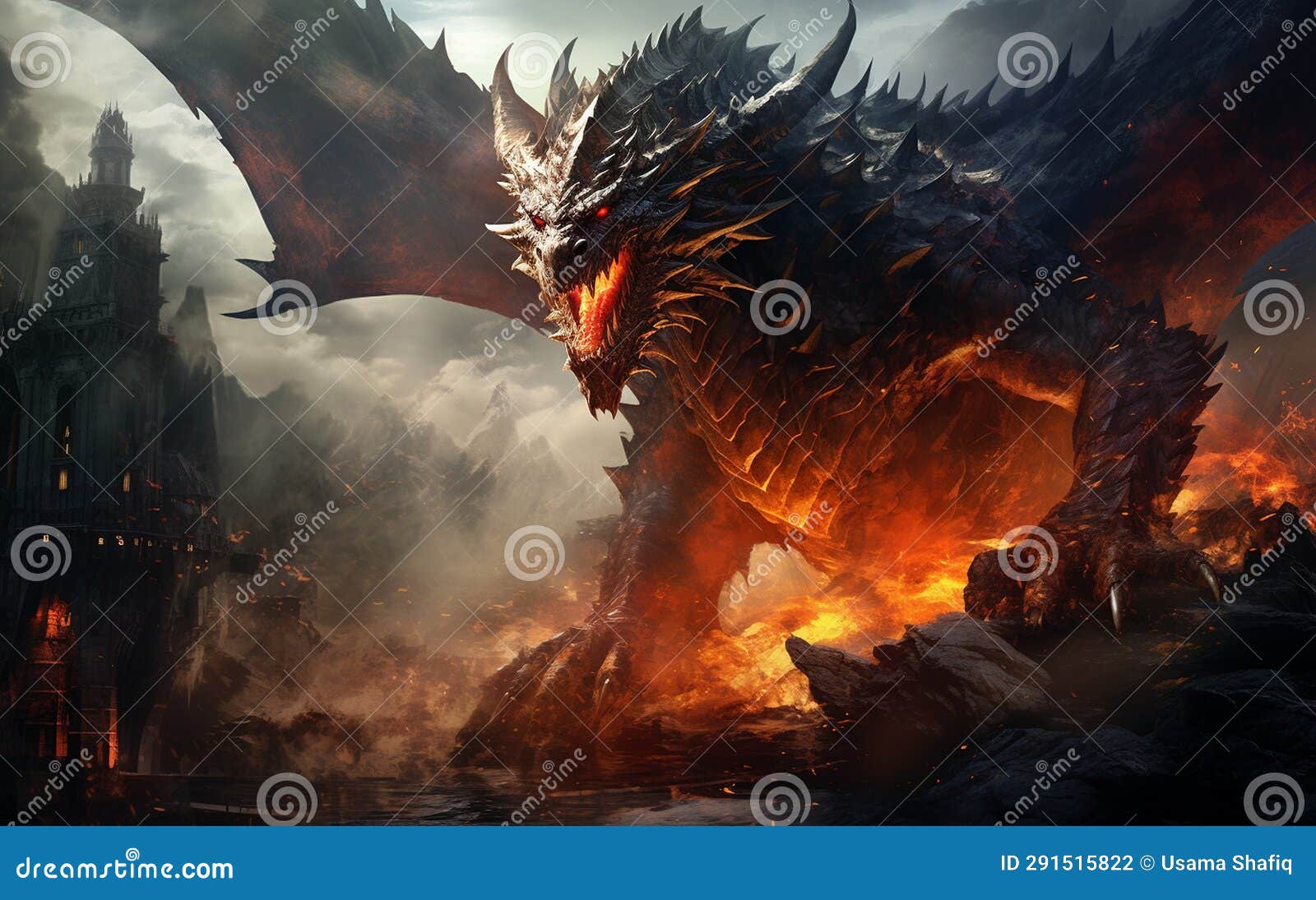 Fantasy Art Dragons Wallpaper for Desktop. Generative AI Stock ...