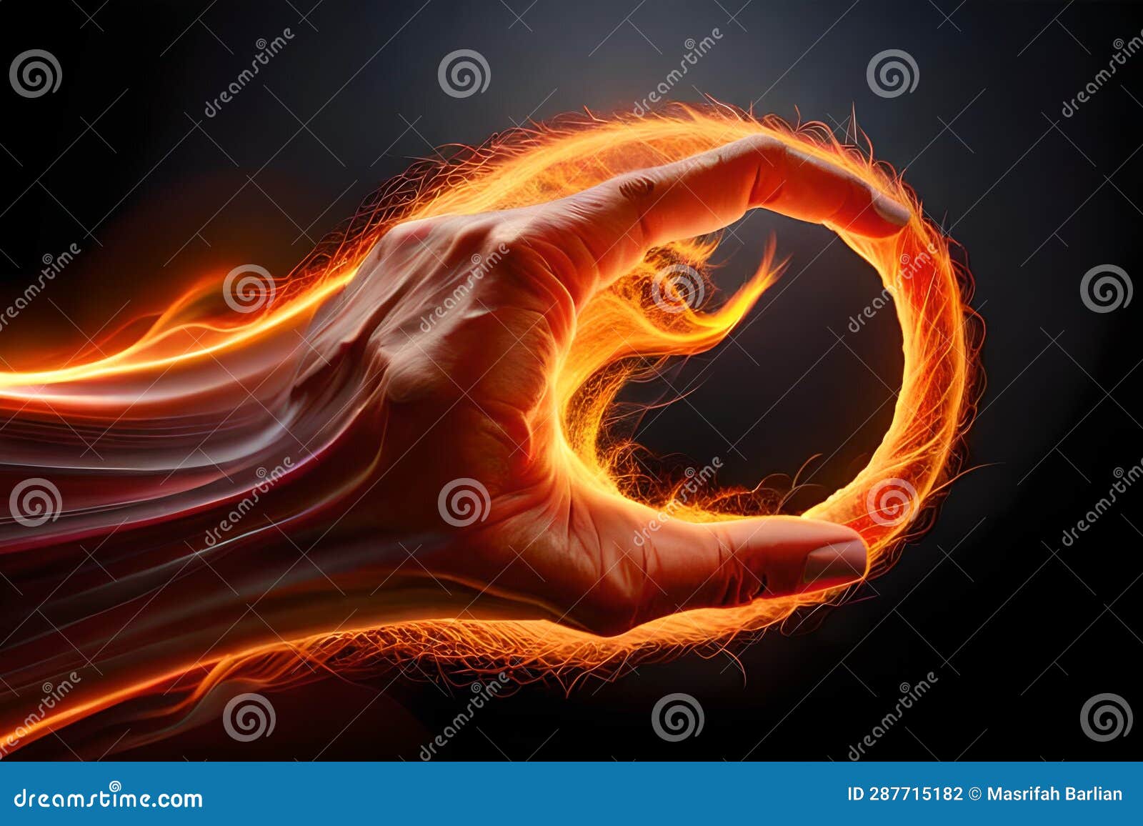 Fantasy Art Hand Sign with Fire. Stock Illustration - Illustration of ...