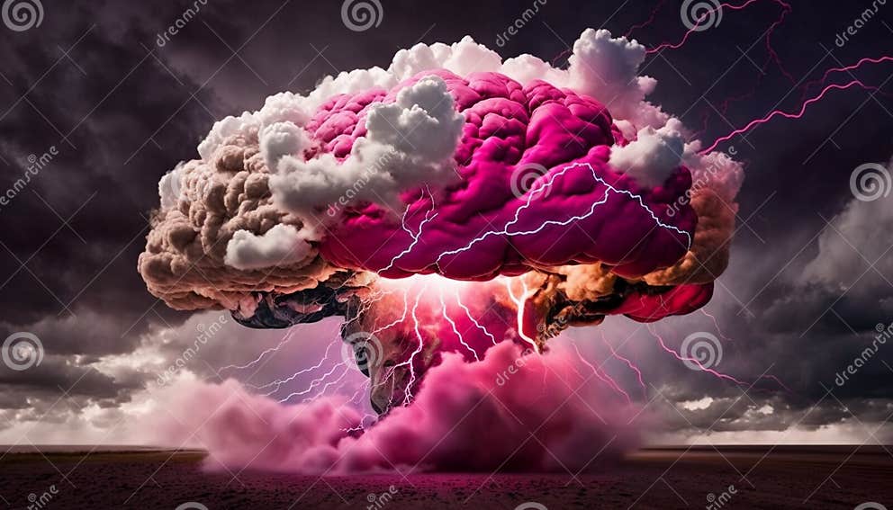 Fantasy Art Illustration of a Human Brain Exploding with Knowledge and ...