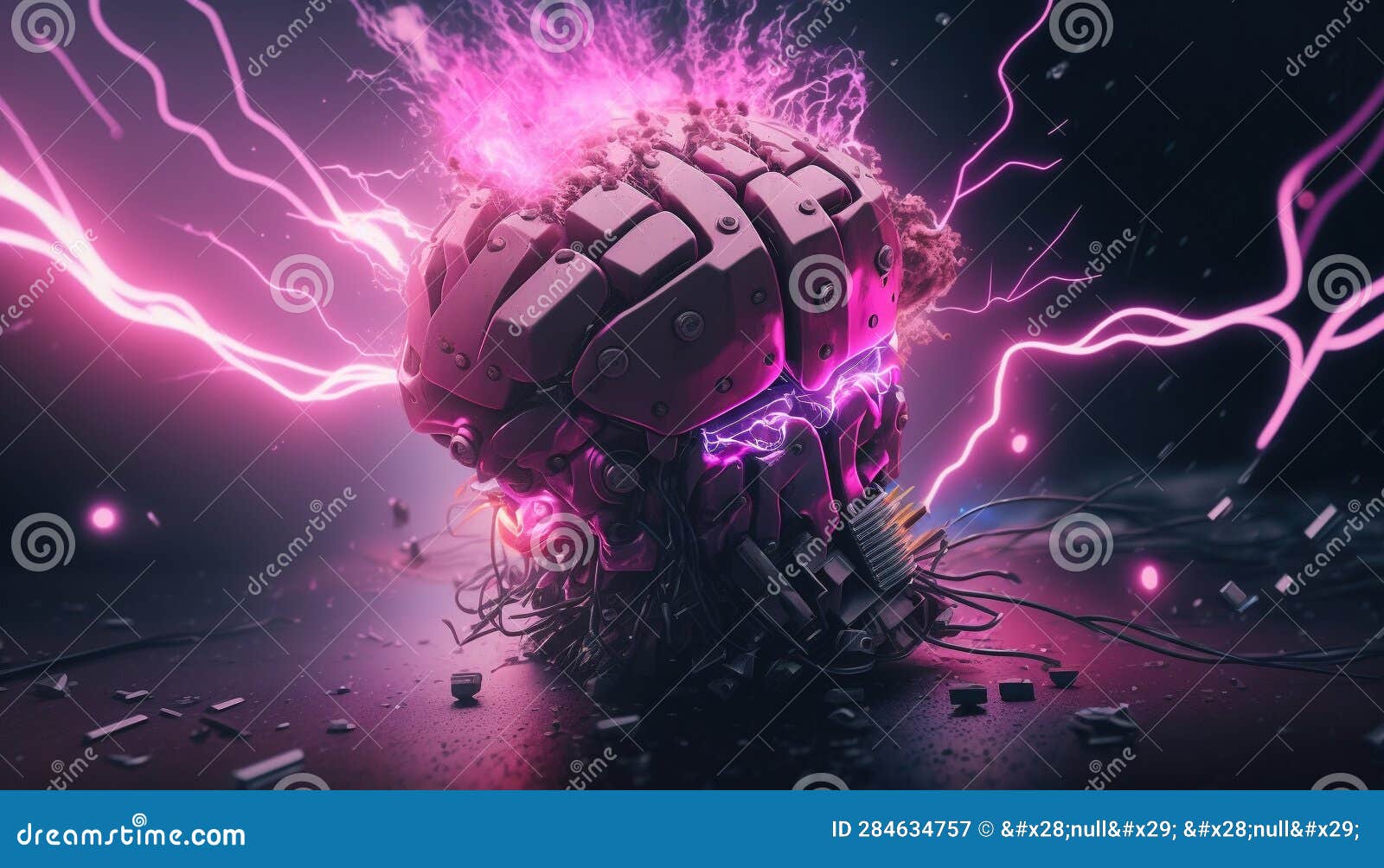 Fantasy Art Illustration of a Human Brain Exploding with Knowledge and ...