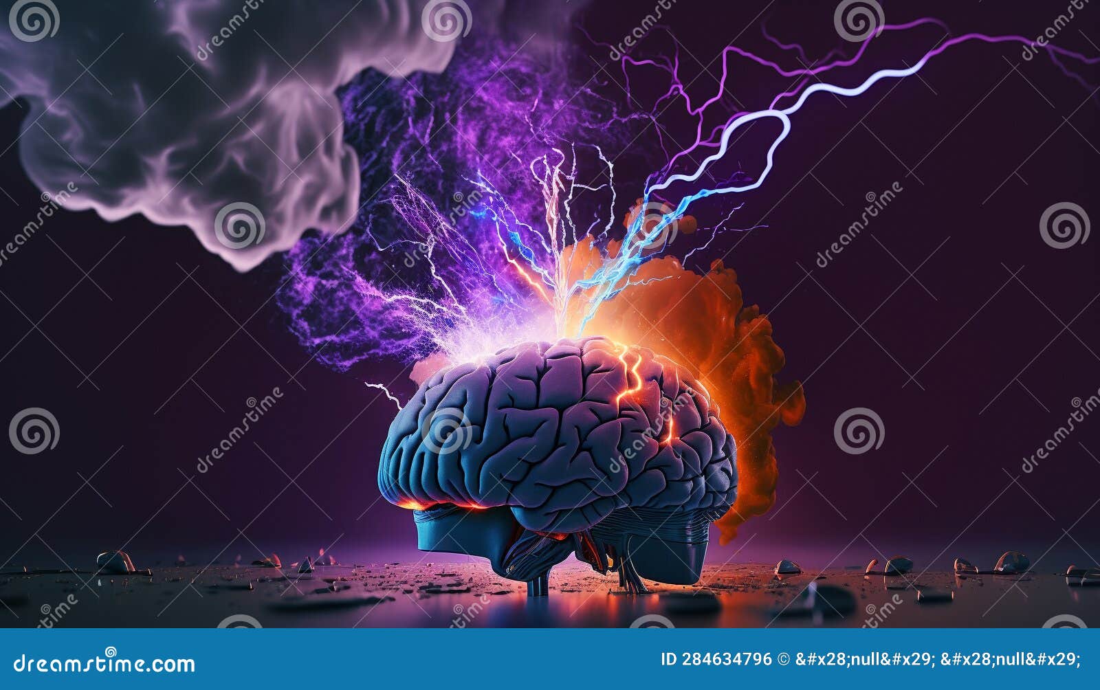 Fantasy Art Illustration of a Human Brain Exploding with Knowledge and ...