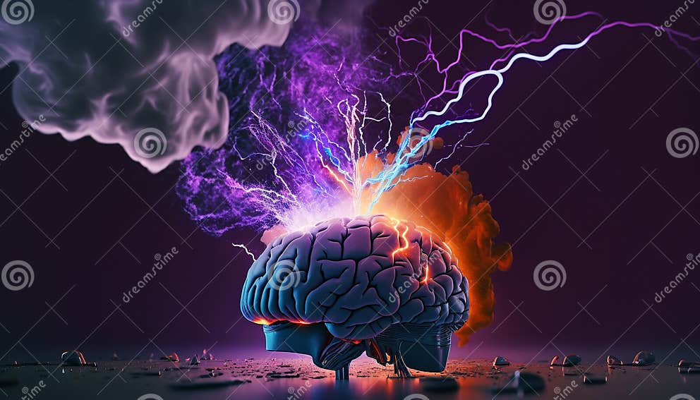 Fantasy Art Illustration of a Human Brain Exploding with Knowledge and ...