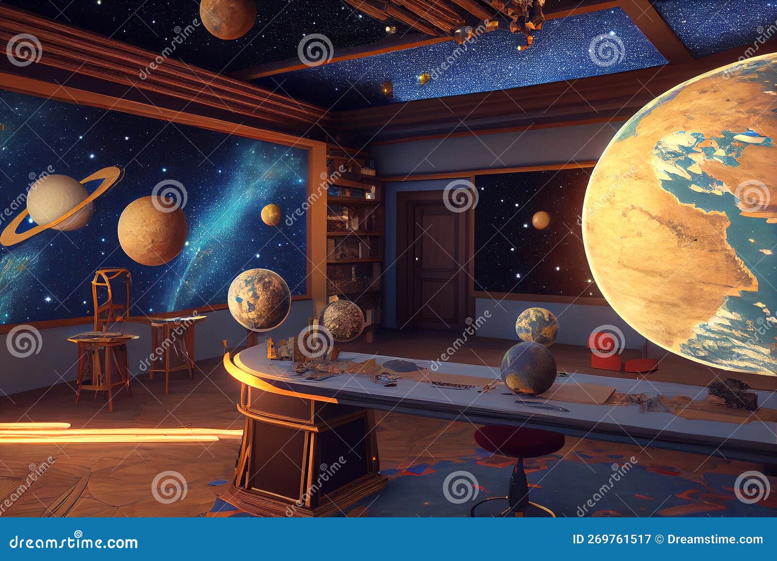 Fantasy Astronomer Room, Astronomer Kids Room Interior, Generative Ai ...