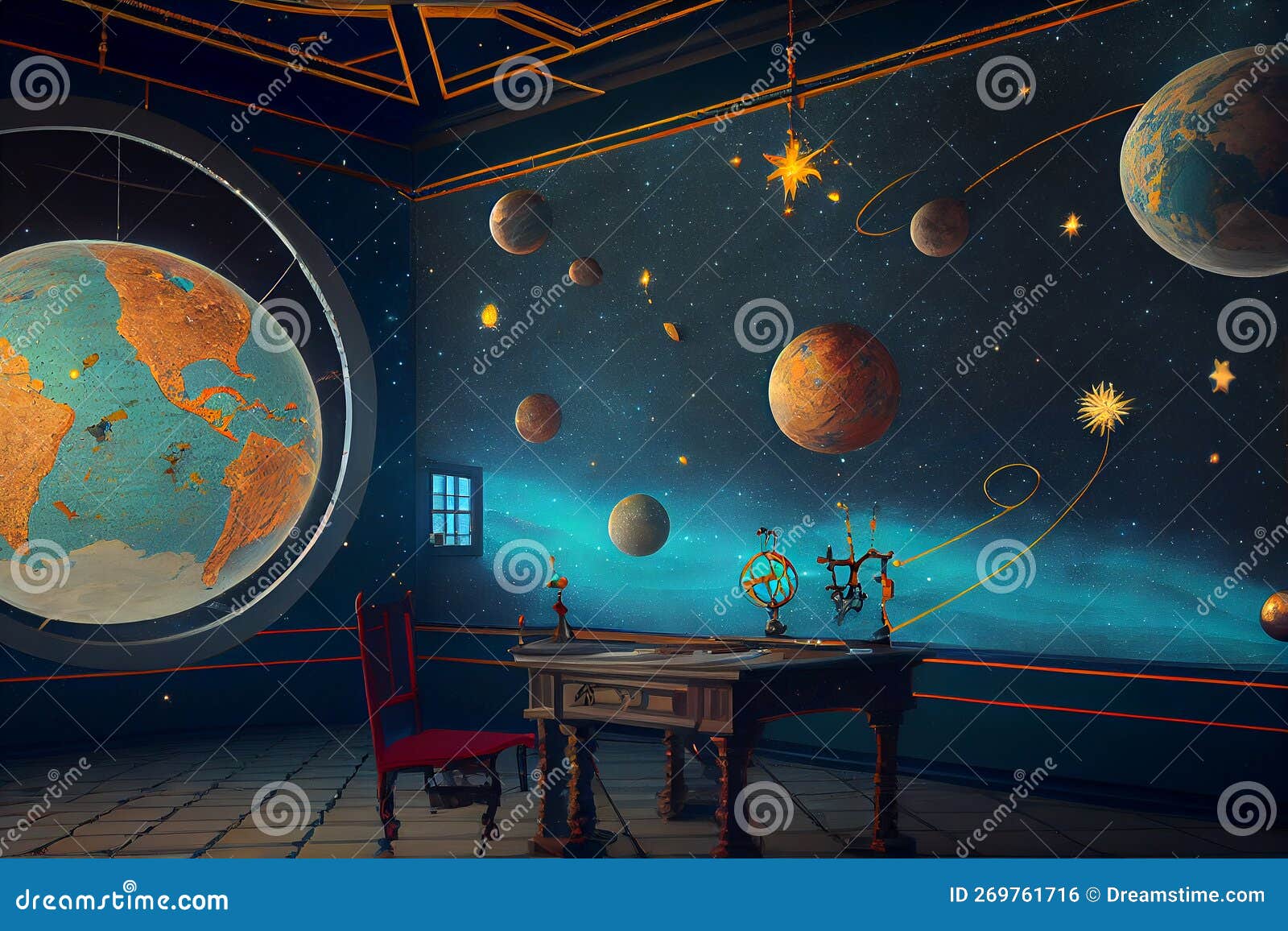 Fantasy Astronomer Room, Astronomer Kids Room Interior, Generative Ai ...