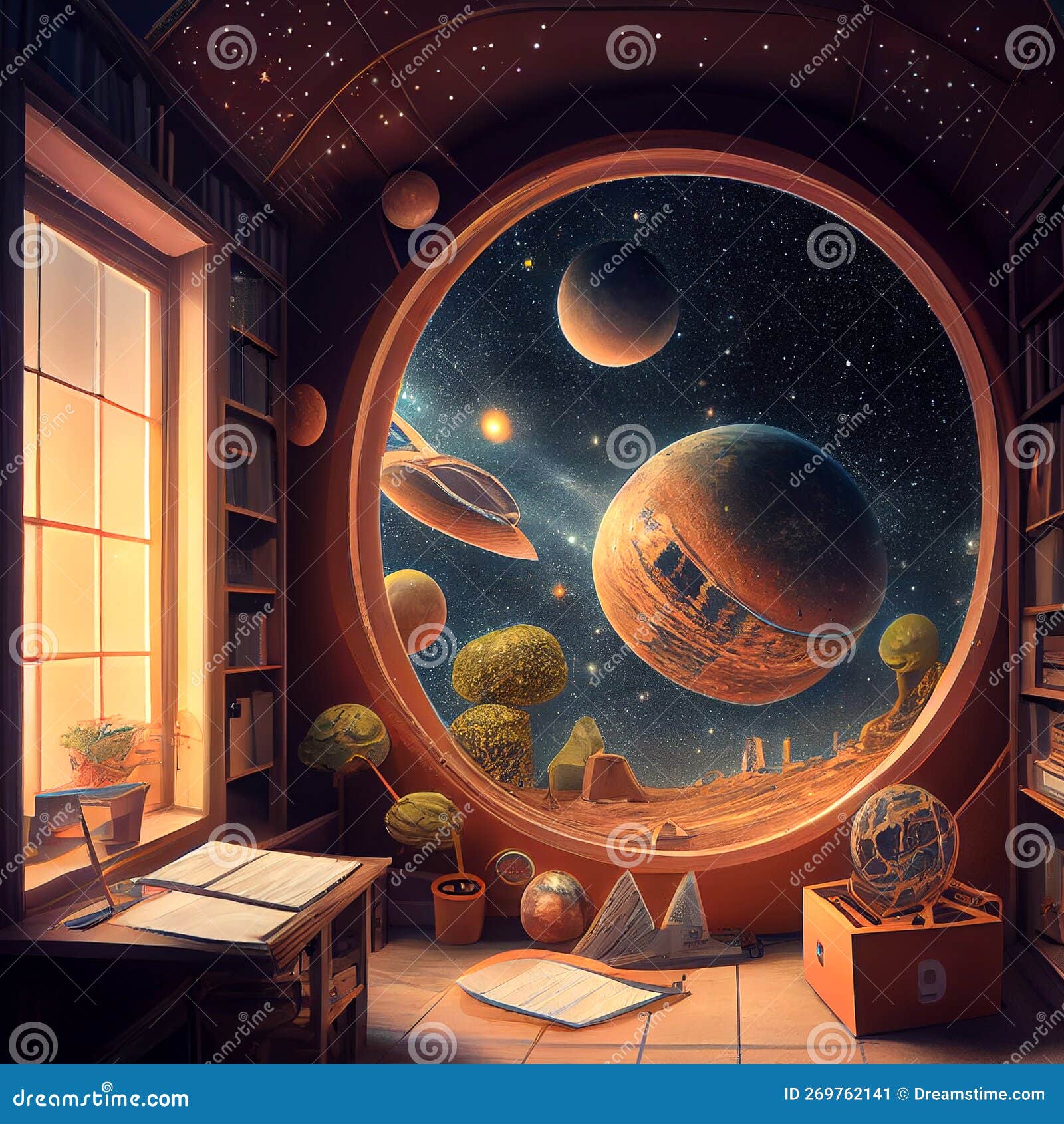 Fantasy Astronomer Room, Astronomer Kids Room Interior, Generative Ai ...
