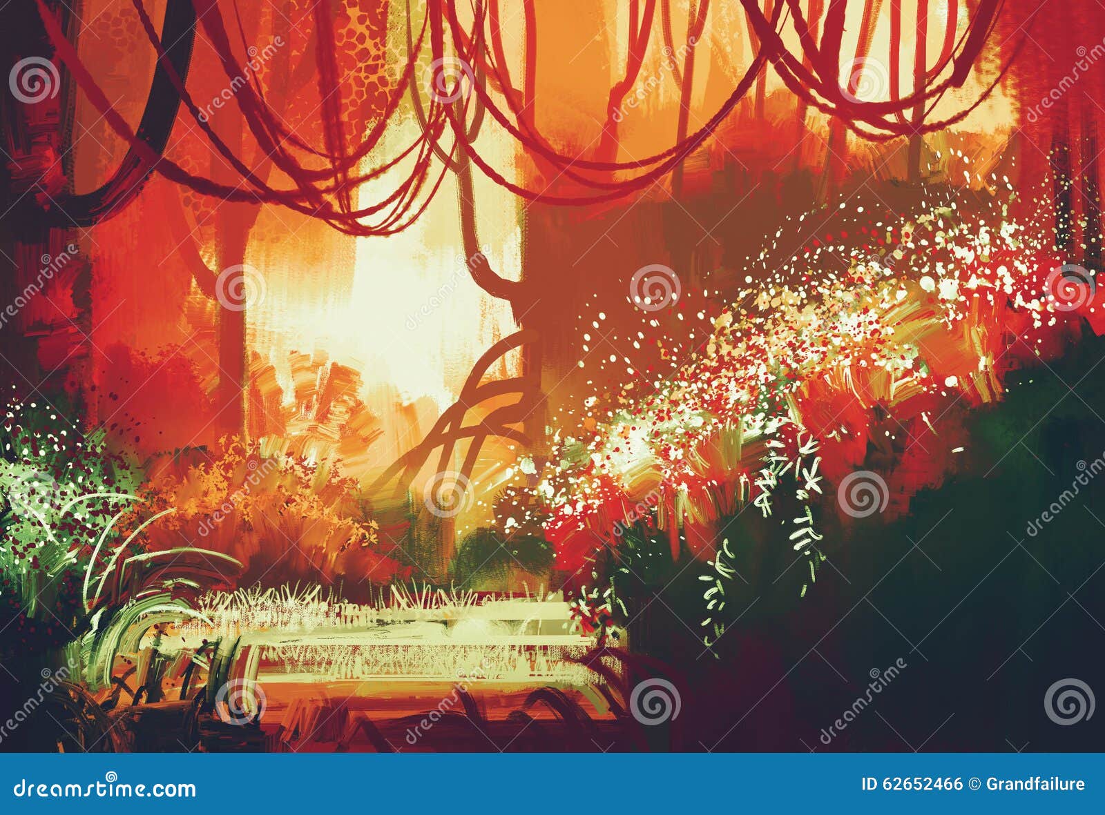 Fantasy autumn forest stock illustration. Illustration of scenery ...