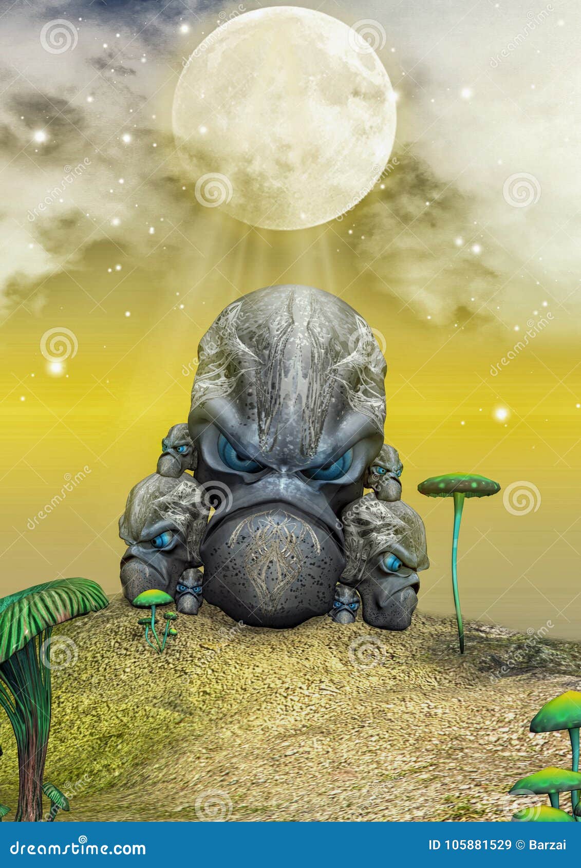 Fantasy Background with Angry Stones Stock Illustration - Illustration ...