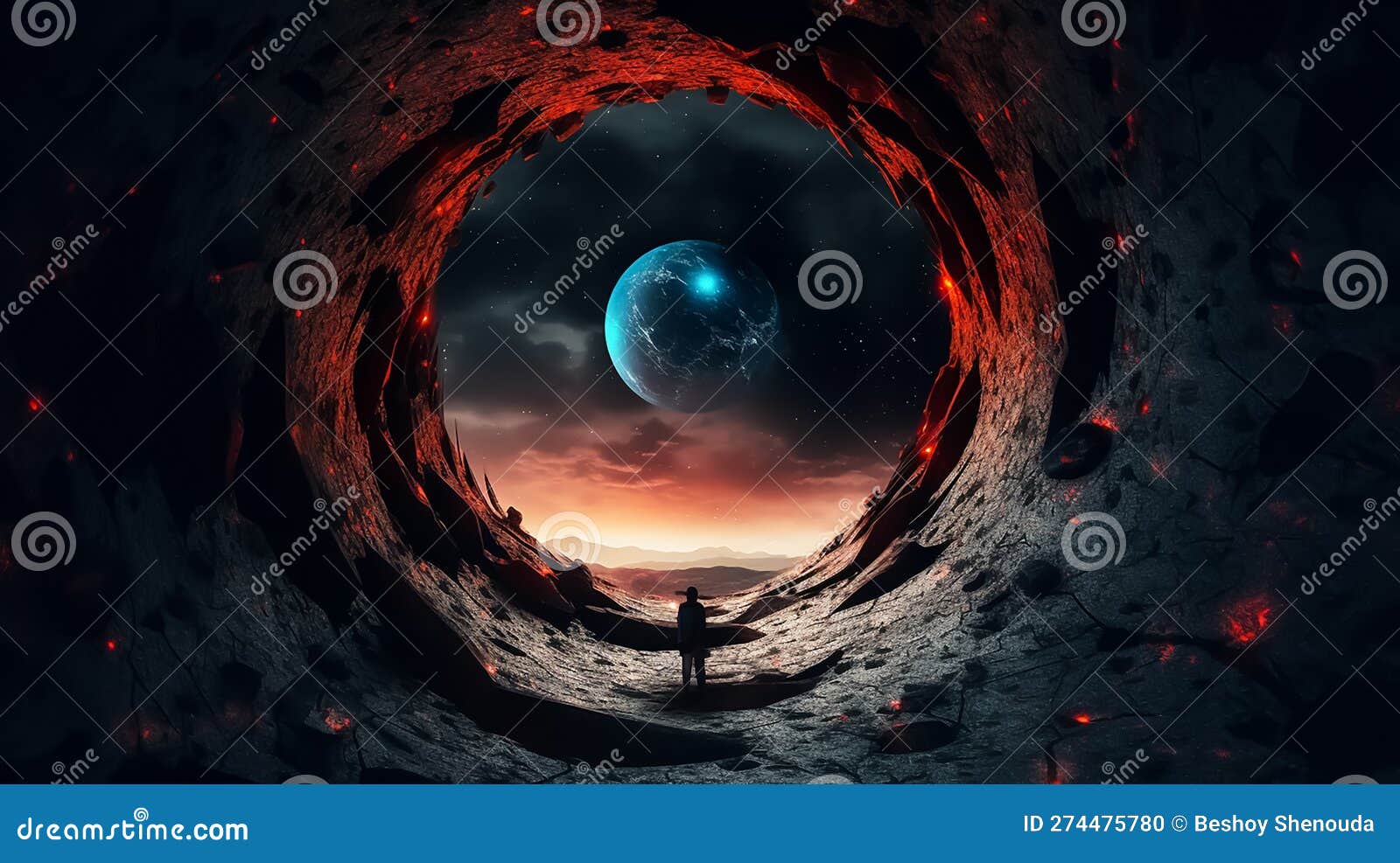 Fantasy Background of the Galaxy Rounded Hole the Time Loop Gate Stock ...
