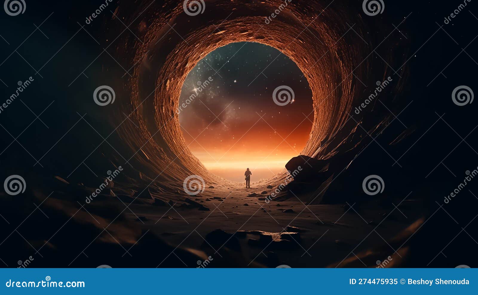 Fantasy Background of the Galaxy Rounded Hole the Time Loop Gate Stock ...