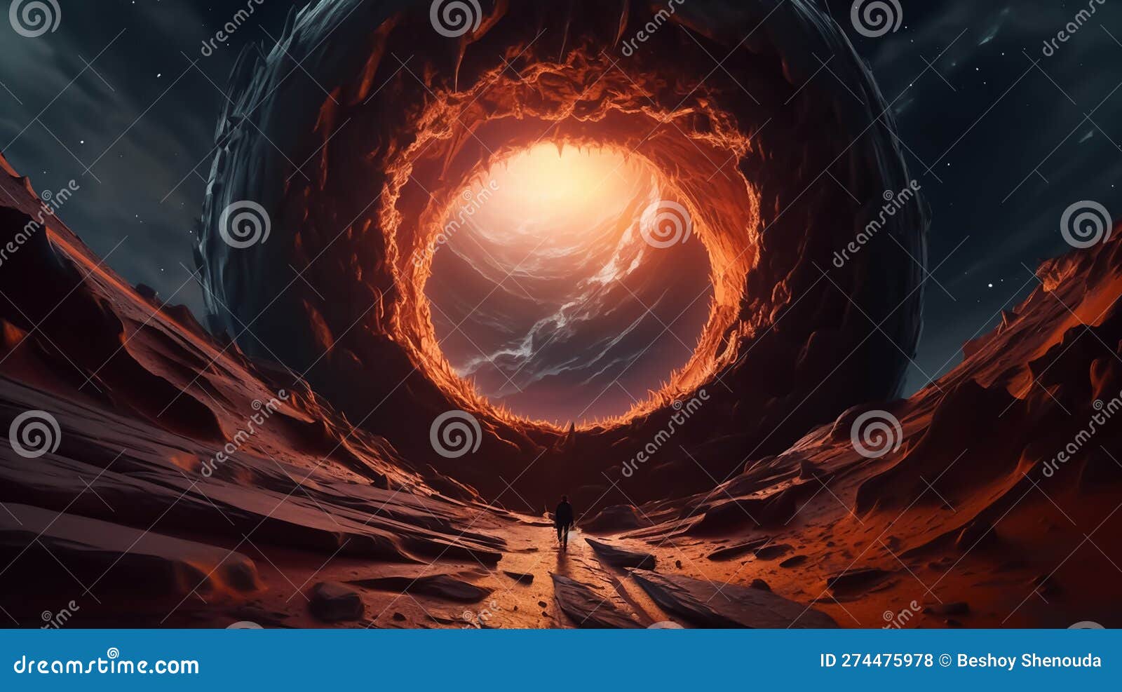 Fantasy Background of the Galaxy Rounded Hole the Time Loop Gate Stock ...