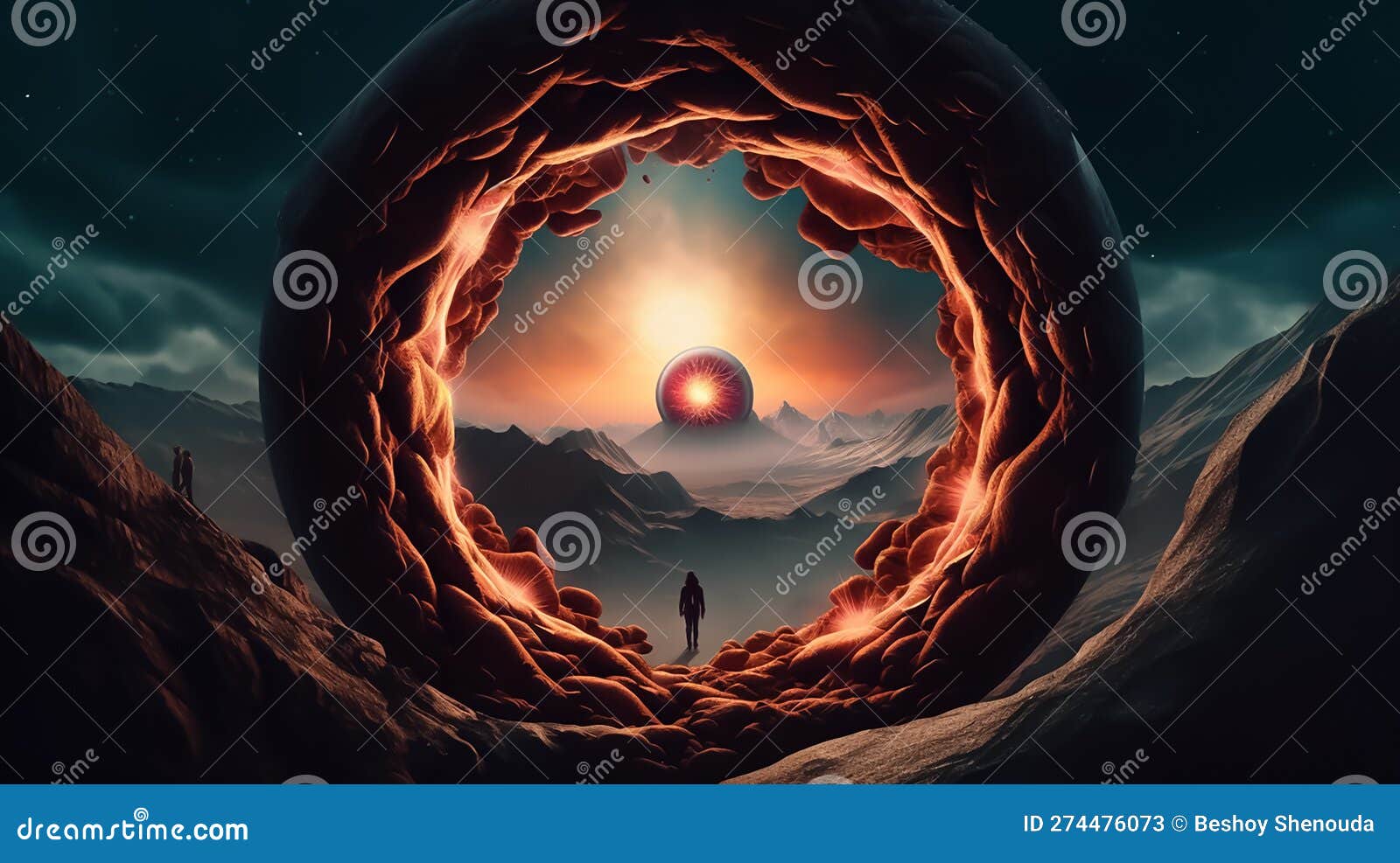 Fantasy Background of the Galaxy Rounded Hole the Time Loop Gate Stock ...