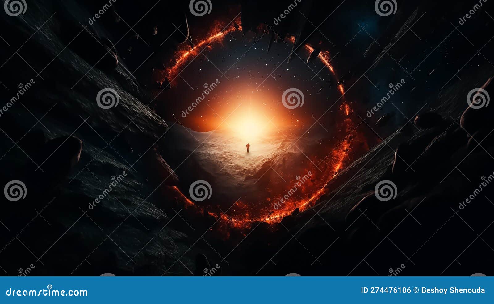 Fantasy Background of the Galaxy Rounded Hole the Time Loop Gate Stock ...