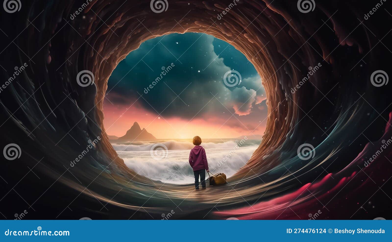 Fantasy Background of the Galaxy Rounded Hole the Time Loop Gate Stock ...