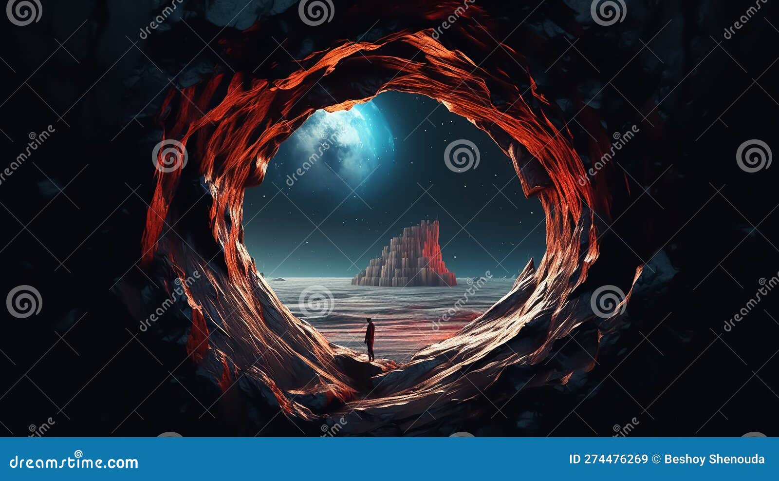 Fantasy Background of the Galaxy Rounded Hole the Time Loop Gate Stock ...